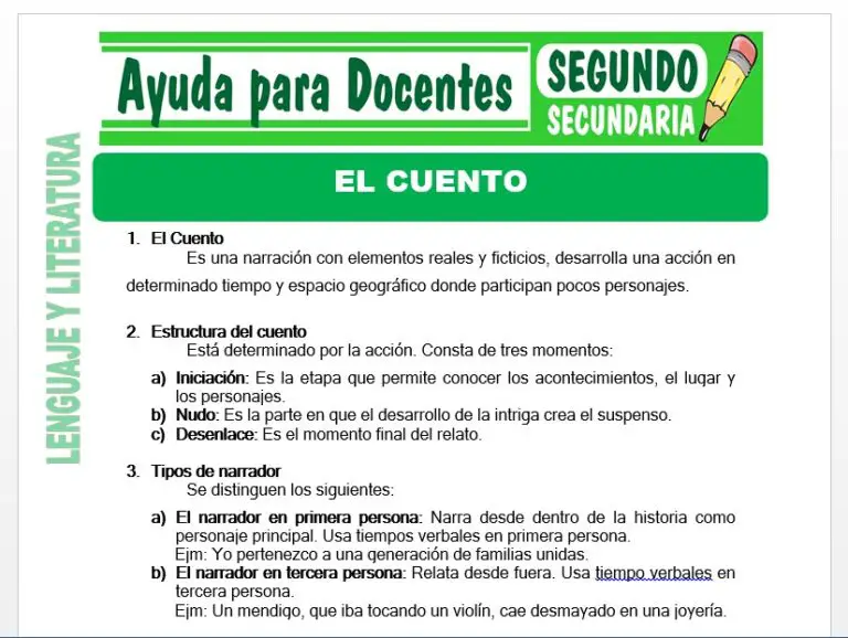El Cuento para Segundo de Secundaria – Ayuda para Docentes