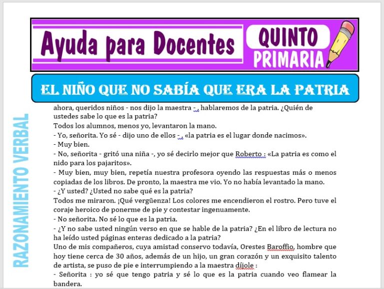 El Niño que no Sabía que era la Patria para Quinto de Primaria – Ayuda ...
