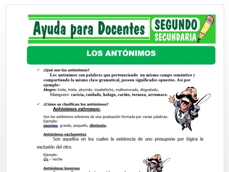 Los Antónimos para Segundo de Secundaria – Ayuda para Docentes